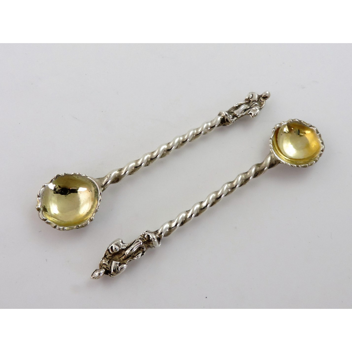 Pair of Cast Figural Salt Spoons, 1864 » Antique Silver Spoons