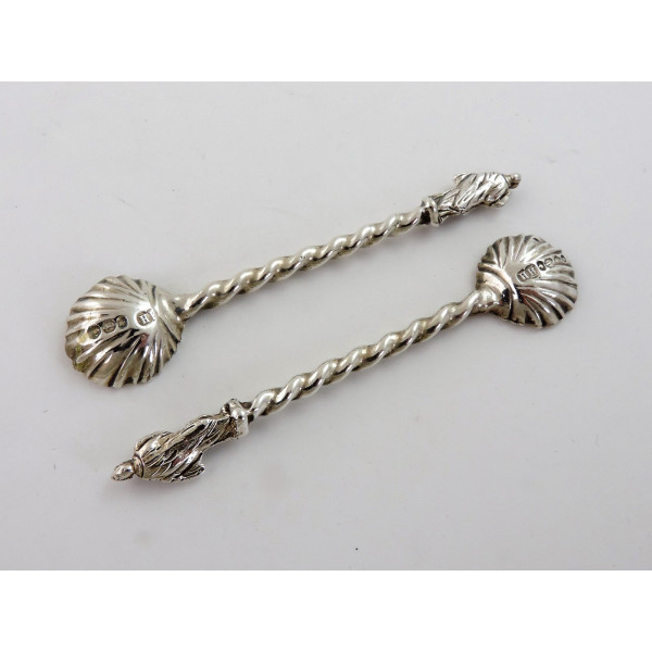Pair of Cast Figural Salt Spoons, 1864 » Antique Silver Spoons