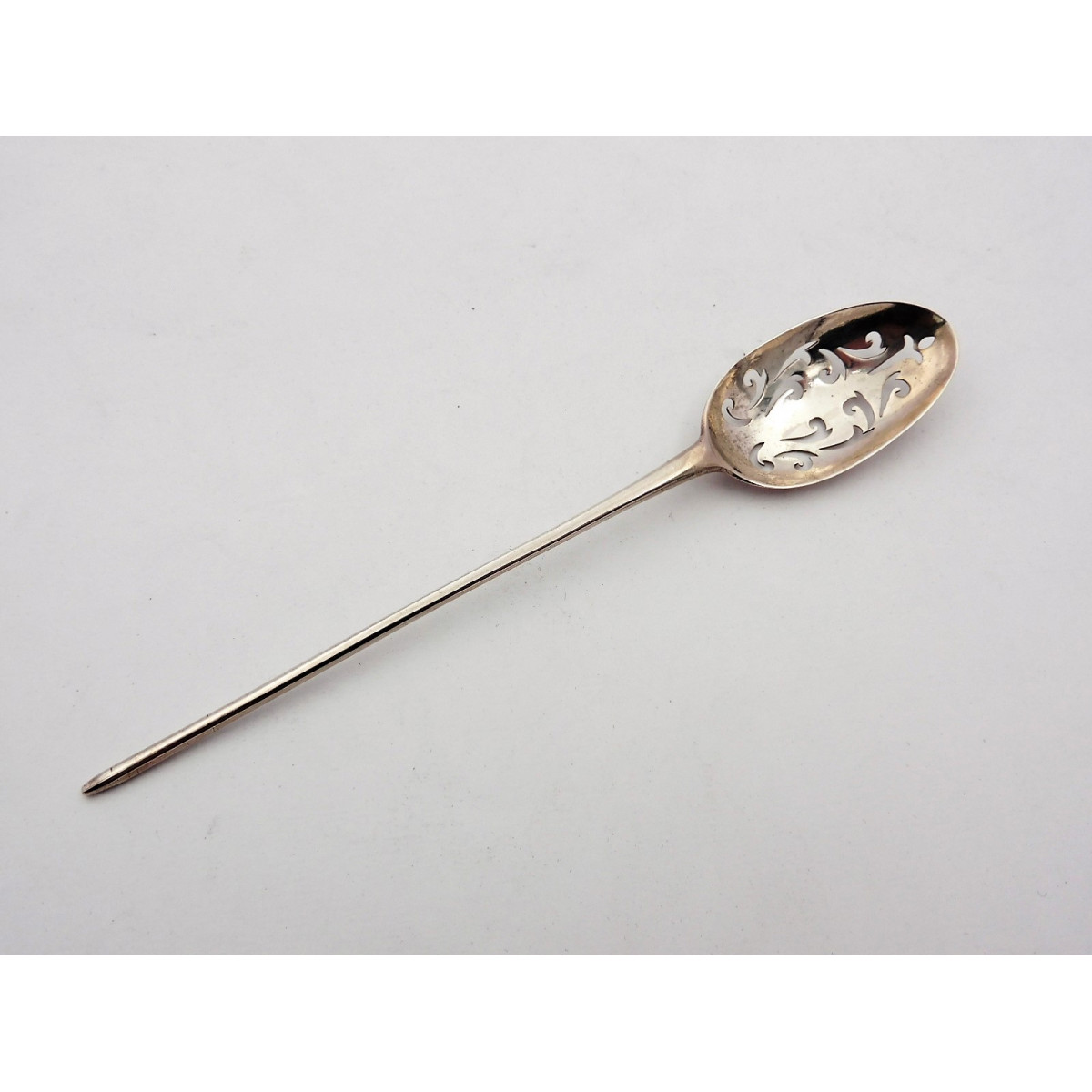 Rattail Silver Mote Spoon, 1730 by IH » Antique Silver Spoons