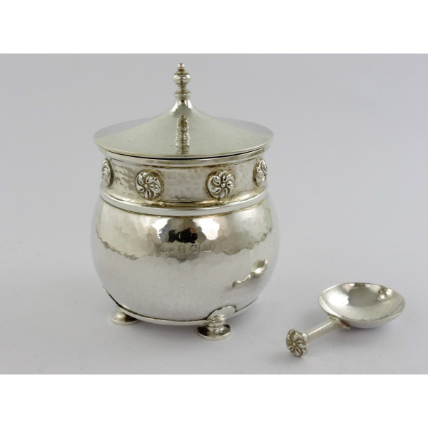 A E Jones Tea Caddy & Spoon, 1925 » Antique Silver Spoons